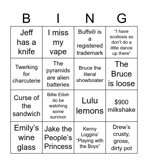 Survivuh 45 bingo! Bingo Card