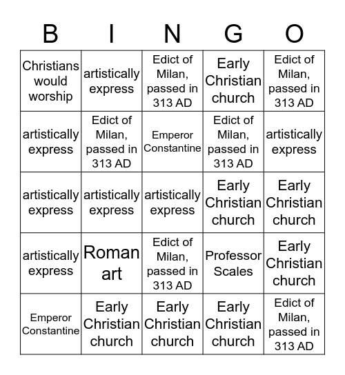 Christianity Bingo Card