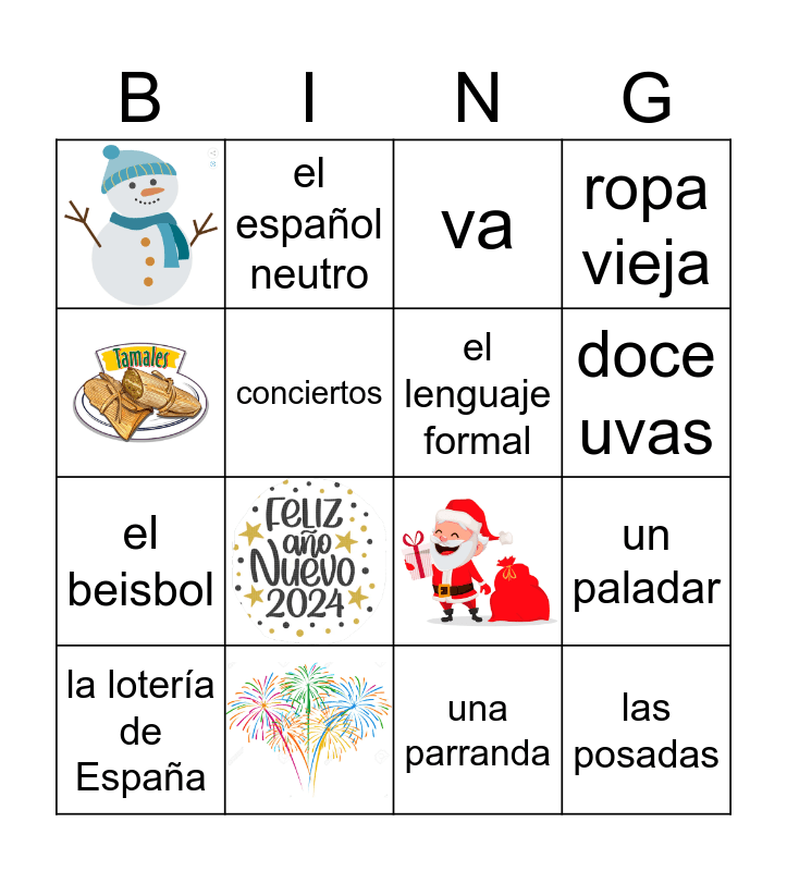 Lotería de diciembre Bingo Card