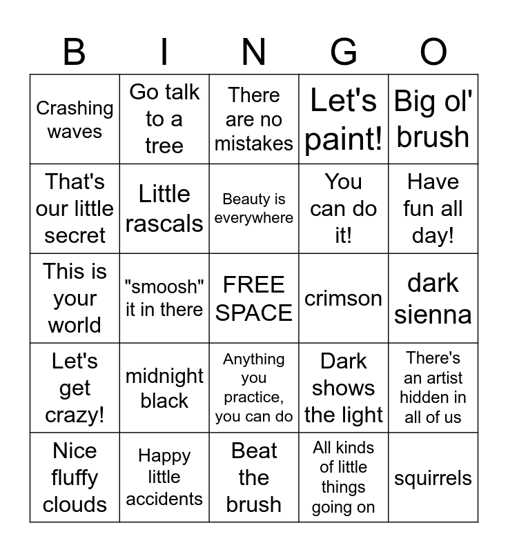 Bob Ross BINGO Card
