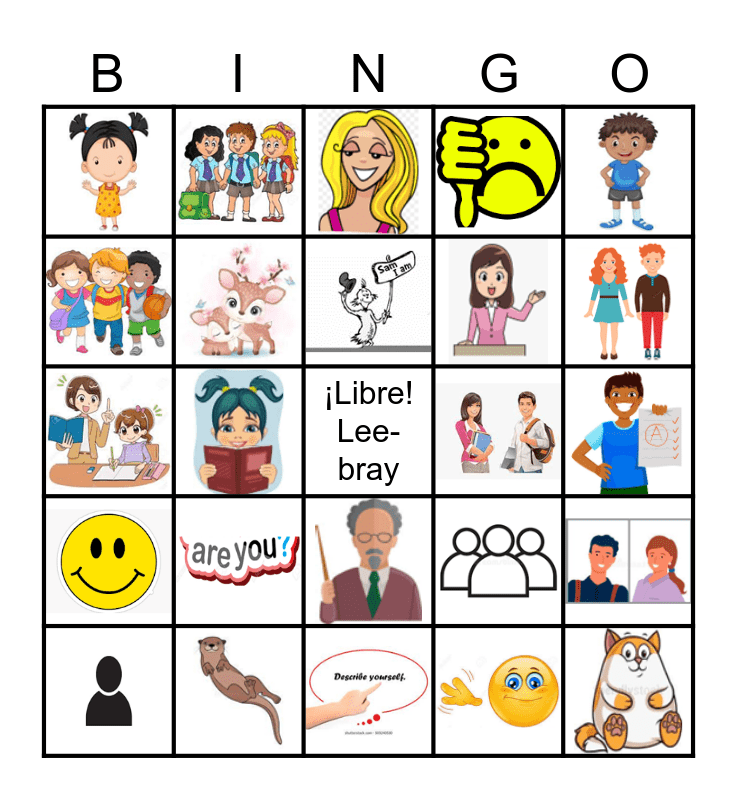 Identidad Vocabulario 1-20 Bingo Card