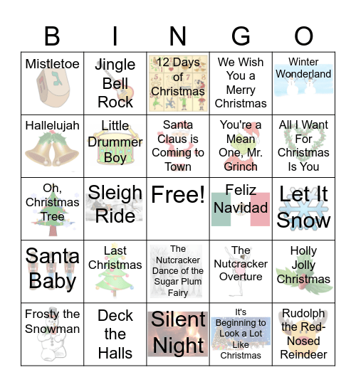Holiday Music BINGO Card