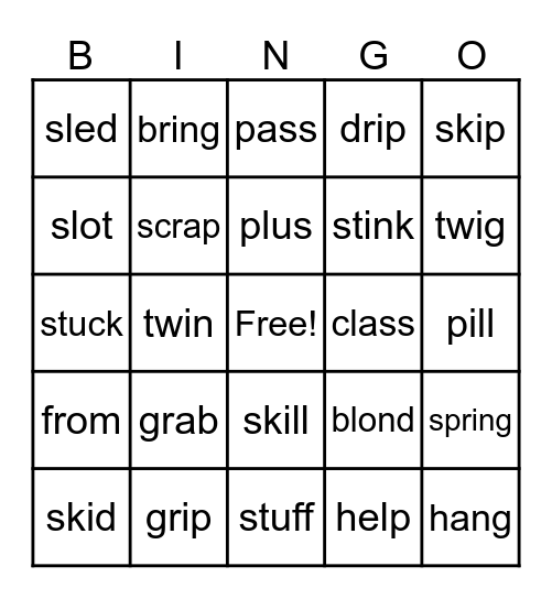 First Grade Reg Words Bingo Card