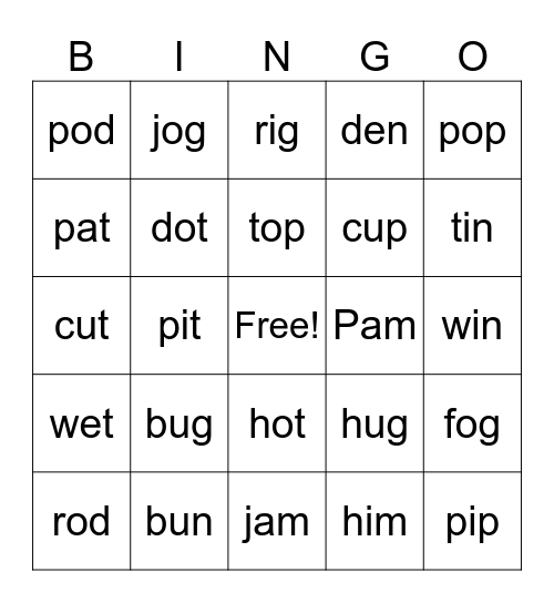 CVC Bingo Card