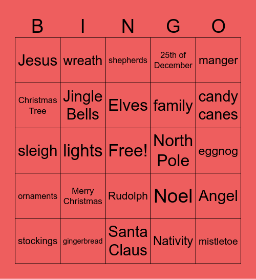 Holiday Bingo Card