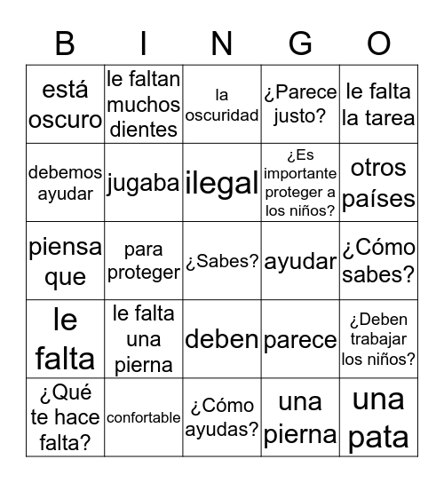 El regalo - movie talk Bingo Card