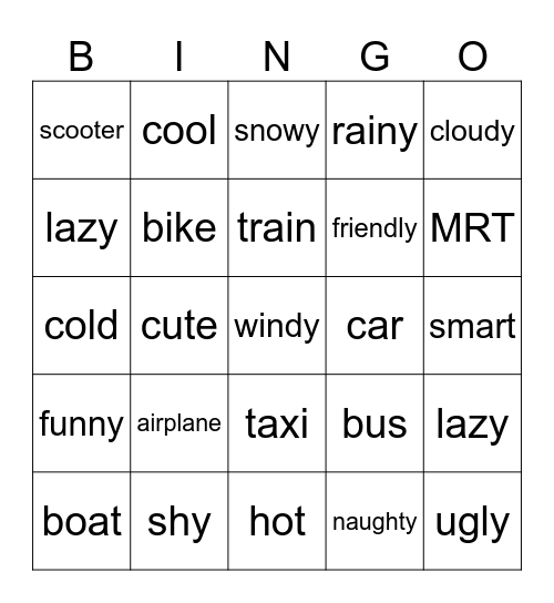 B3 U1-U3 Word Bingo Card