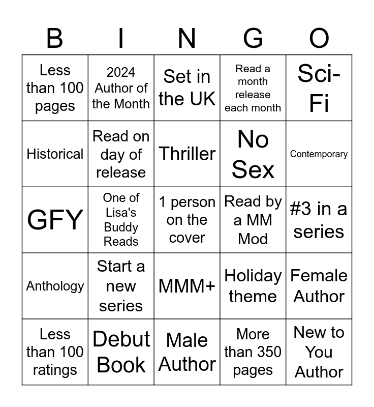 2024 New Release Bingo Card
