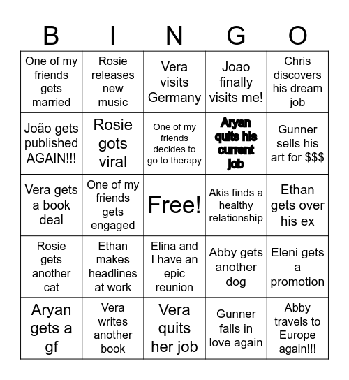 2024 BINGO Friends Edition Bingo Card