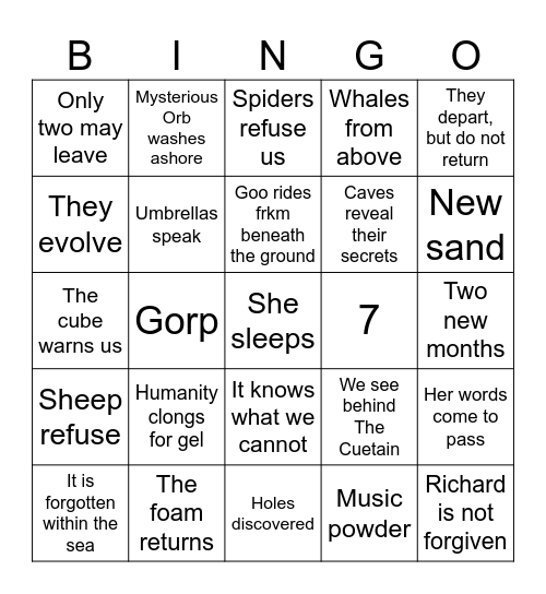 Sapph's esoteric and vaguely ominous 2024 bingo Card