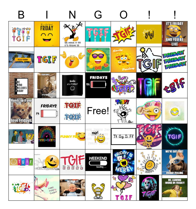 Friday dec29 Bingo Card