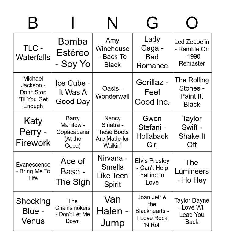 Music Bingo by DJ Dallas Wonderland Bingo Card