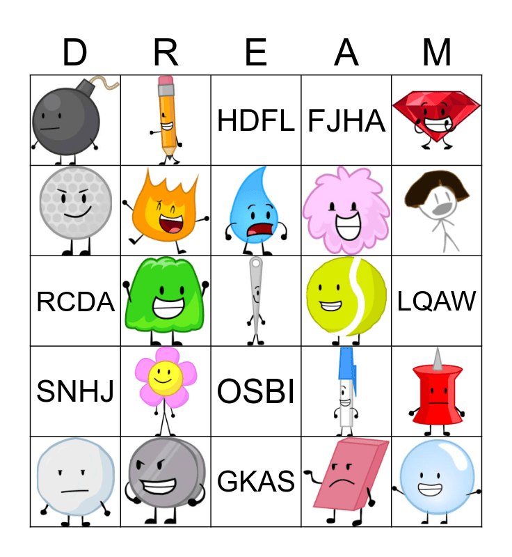 Battle For Dream Island Bingo Card