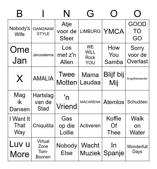 J & J MUZIEKBINGO 2023 Bingo Card