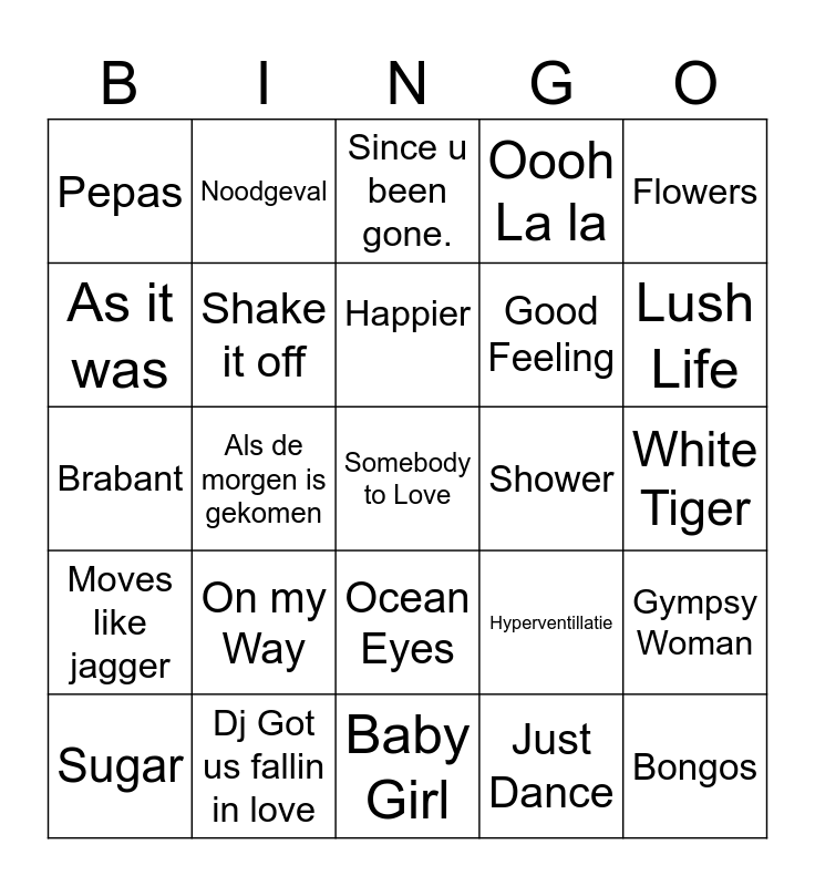 Disco Bingo Card
