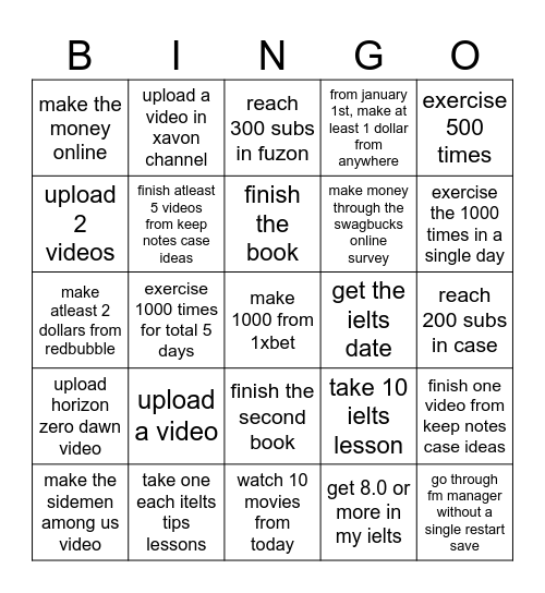 CUSTOM CARD Bingo Card CUSTOM CARD Bingo Card
