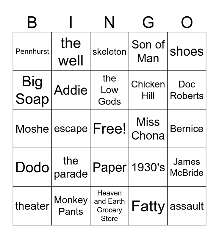 Heaven and Earth Grocery Store Bingo Card