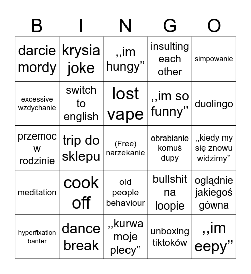 Debile meet Bingo Card