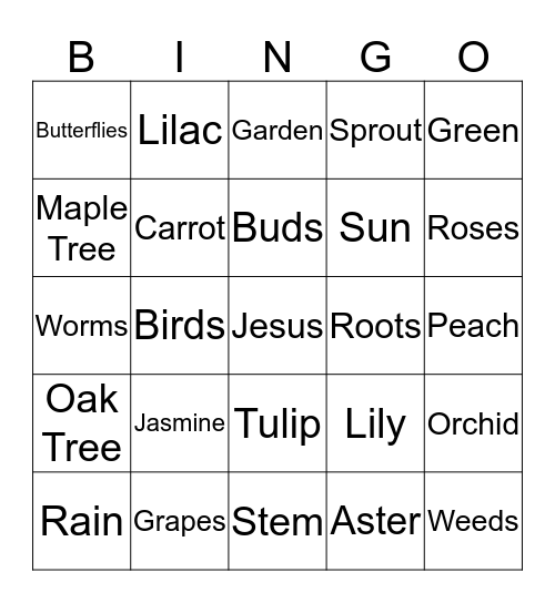 Garden of Weed'n Bingo Card