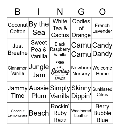 Scentsy BINGO Card