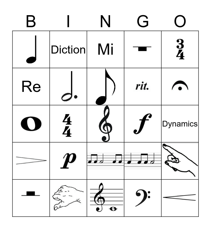 Musical Bingo Card