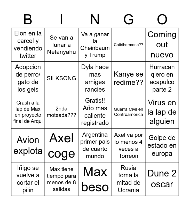 Enecockdamus Bingo 2024 d. C. Bingo Card