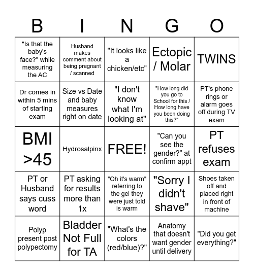 2024 OB/GYN Bingo Card