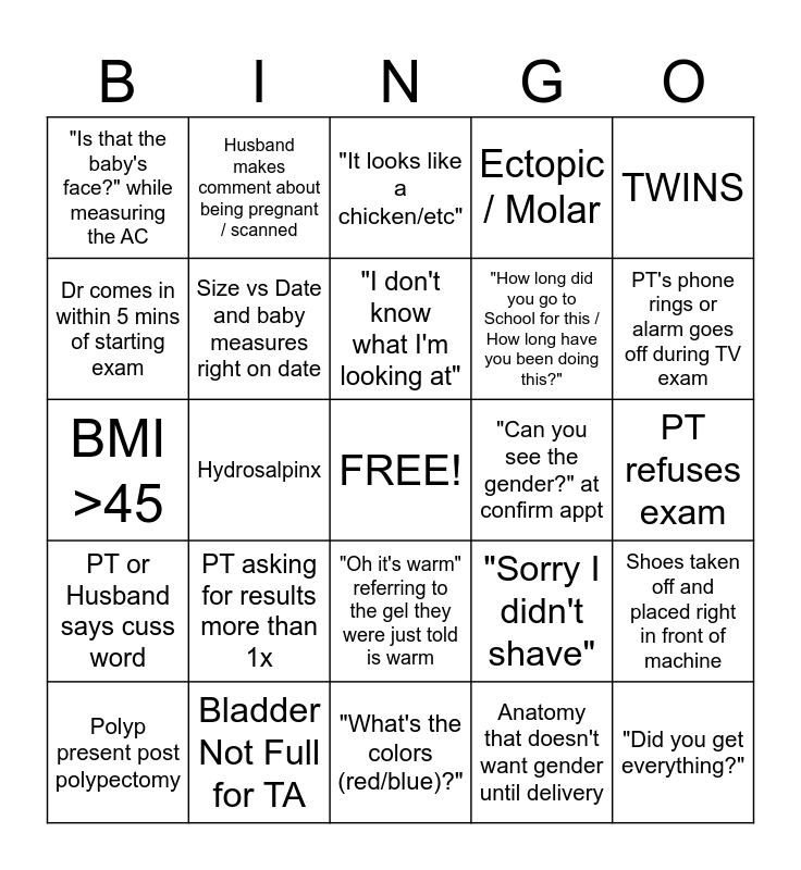 2024 OB/GYN Bingo Card