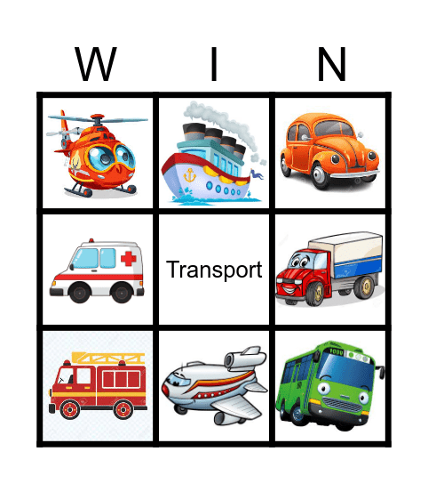 Transport Bingo Card