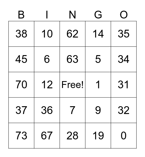 5th Grade Math Bingo - Multiplication Bingo Card