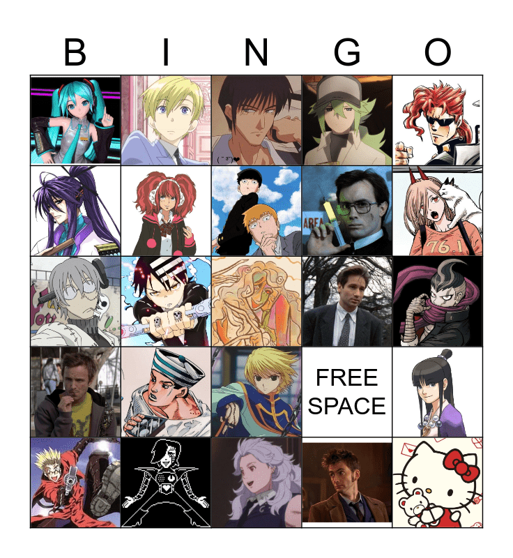 Favorite Character Bingo Card