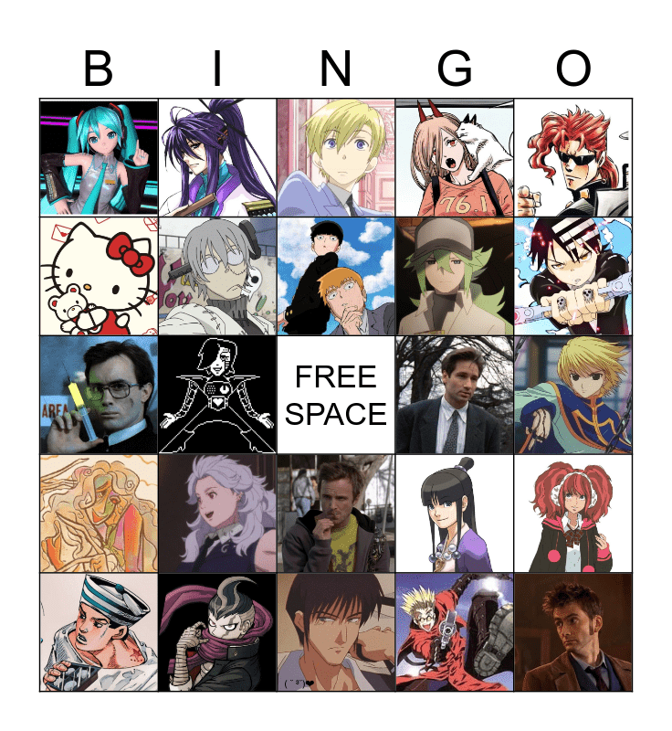 Favorite Character Bingo Card