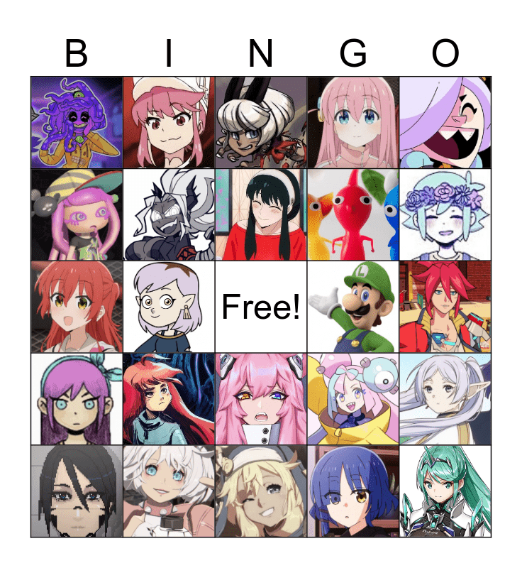 favourite character Bingo Card