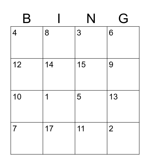 M2T1L5 Activity 2 BING-O Bingo Card