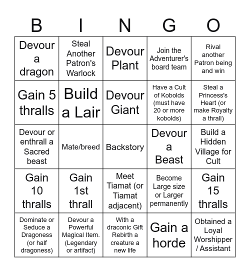 Thraxis Bingo Card