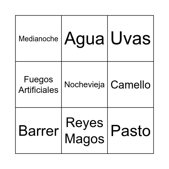 Lotería Año Nuevo y Reyes Bingo Card