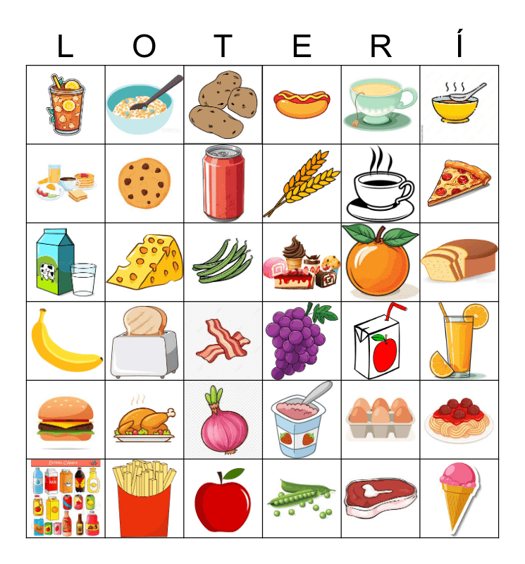 Comida 3A/3B Bingo Card