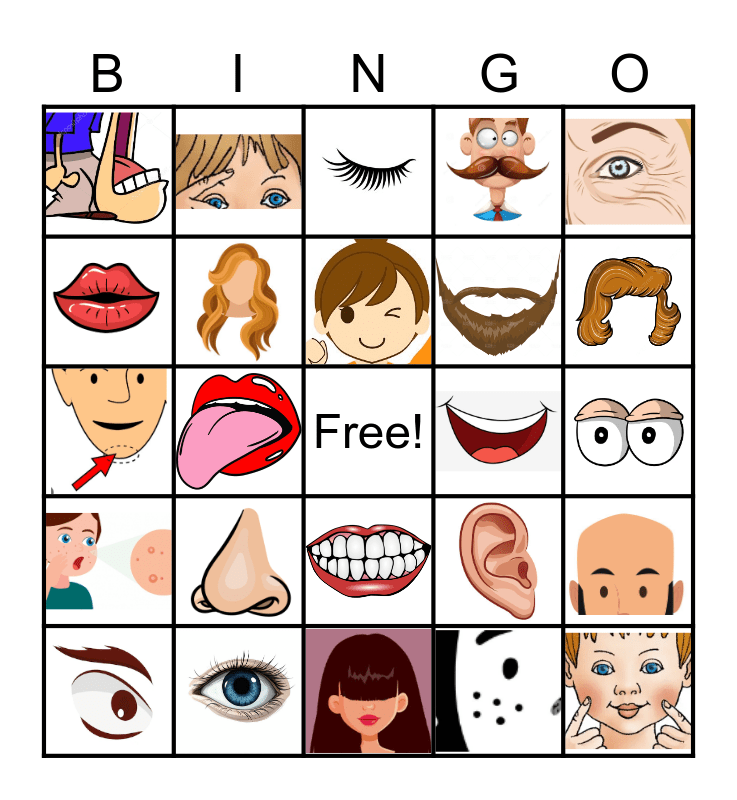Caractéristiques du Visage Bingo Card