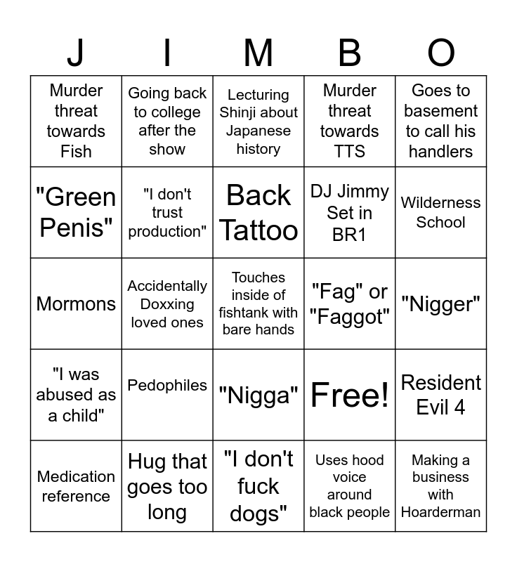 JIMBO BINGO Card