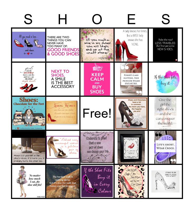 If the Shoe Fits Bingo Card