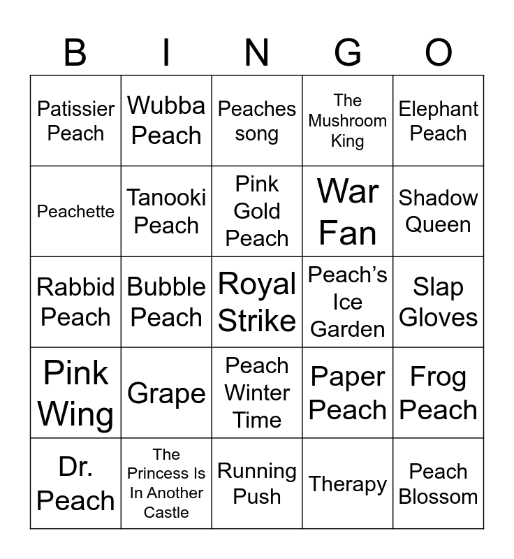 Jack Princess Peach [Round 2] Bingo Card
