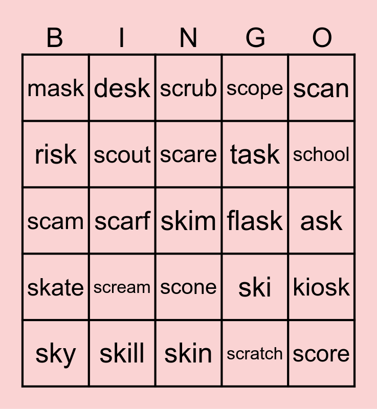 sc & sk Bingo Card