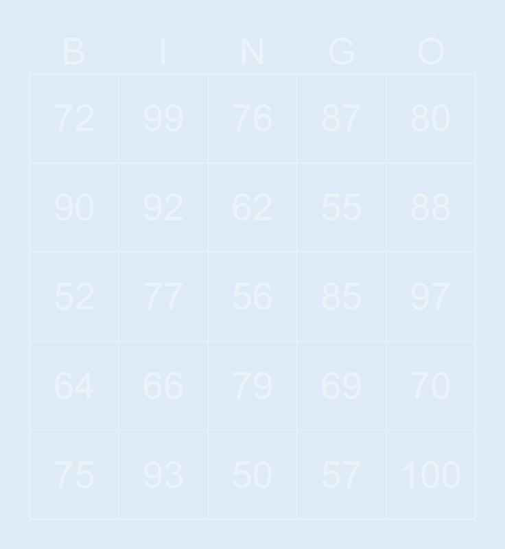 .h Bingo Card