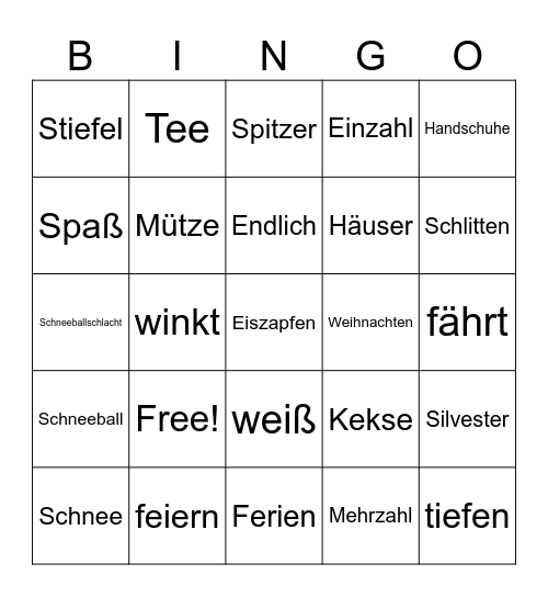 Deutscharbeit Bingo Card