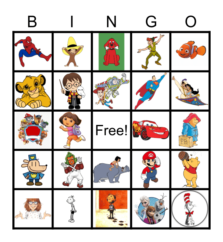 Book Characters Bingo Card