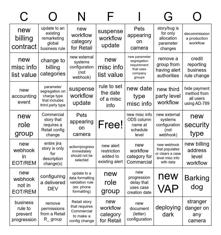 Configo Bingo Card