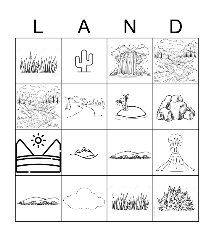 Landform Bingo Game at Johnnie Allison blog