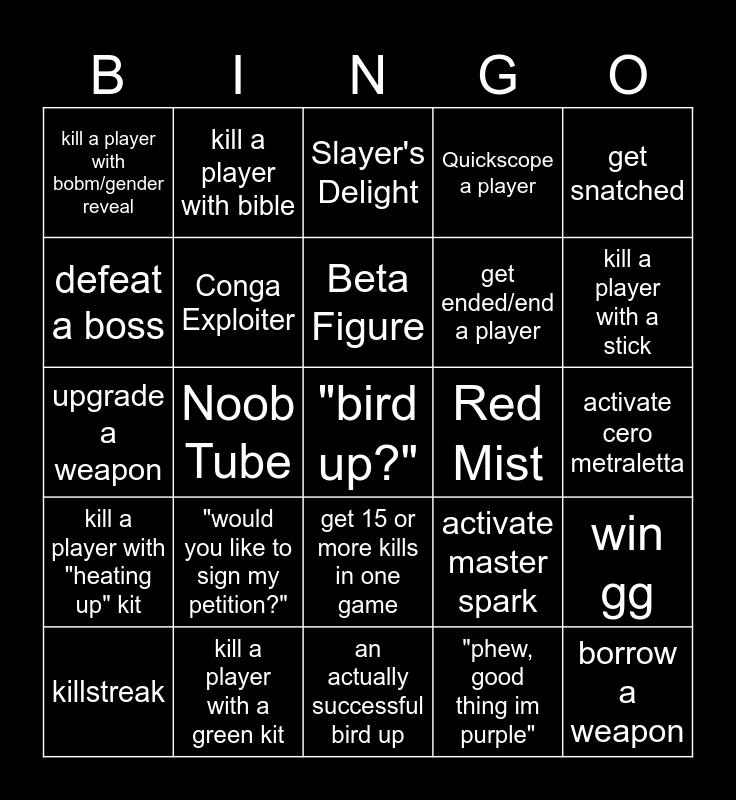 Item Asylum Bingo Card