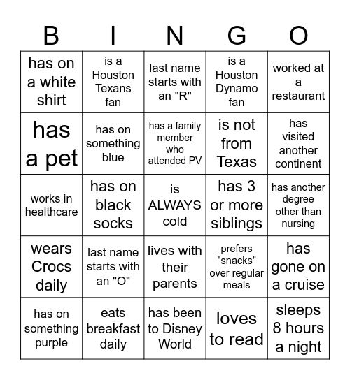 FIND SOMEONE WHO... Bingo Card
