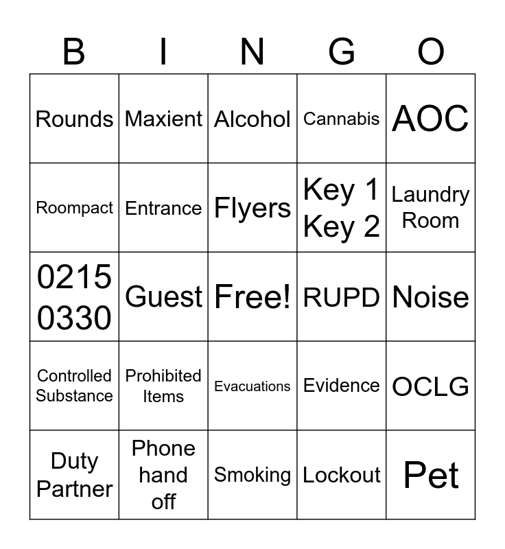 Policy & Procedure Bingo Card
